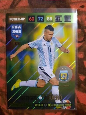 SERGIO AGUERO 2017 Panini FIFA 365 Adrenalyn XL Card POWER UP GOAL ...