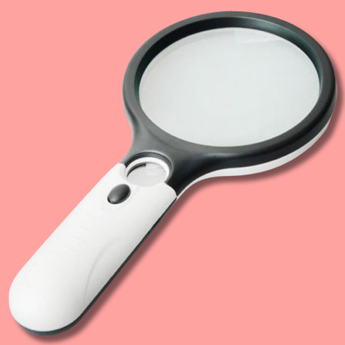 50X Magnifying Glass Handheld Magnifier 3 LED Light Reading Lens ...