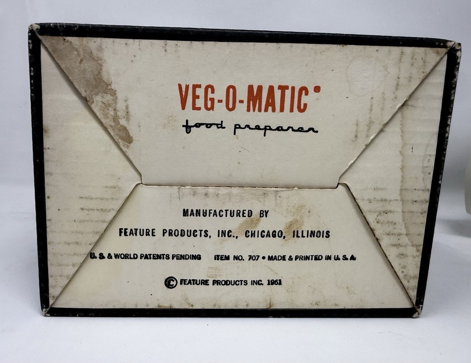 Vintage Veg-O-Matic Food Preparer Slicer Dicer Wedges 707 Original Box ...