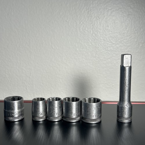 Craftsman Circle H Knurled 3/8" Drive Sockets & Extension 1/2 Double Sq ...