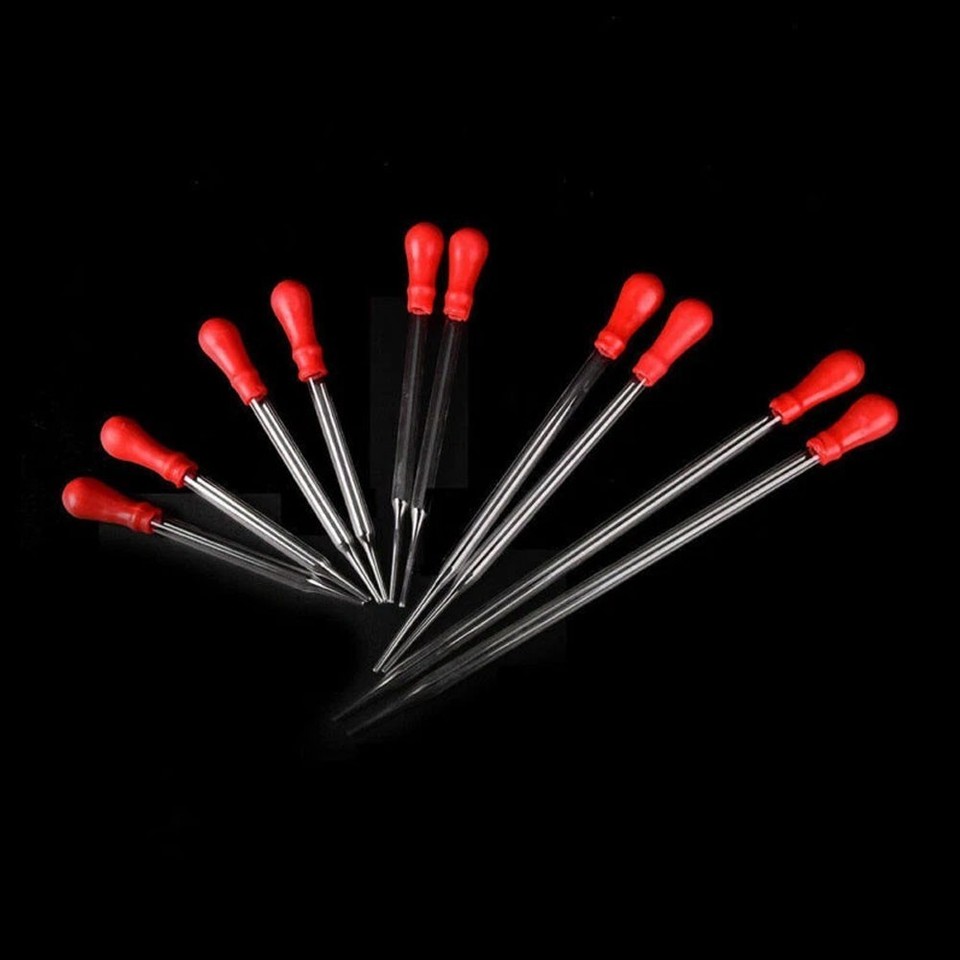 10Pc Glass Pipette Medicine Laboratory Dropper Red Rubber Head Pipet ...