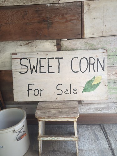 VINTAGE SWEET CORN WOOD PRODUCE SIGN FARM HOUSE PRIMITIVE wooden | eBay