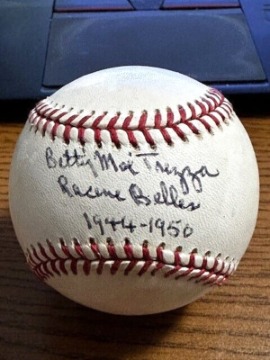 BETTY "MOE" TREZZA SIGNED AUTOGRAPHED OAL BASEBALL! AAGPBL! Racine ...