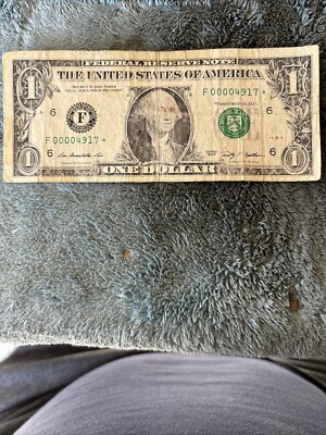 low serial number 1 dollar star note Serial Number Is F00004917*** | eBay