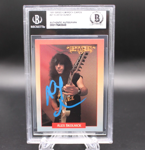 ALEX SKOLNICK TESTAMENT SIGNED 1991 BROCKUM ROCK CARD #27 BECKETT ...