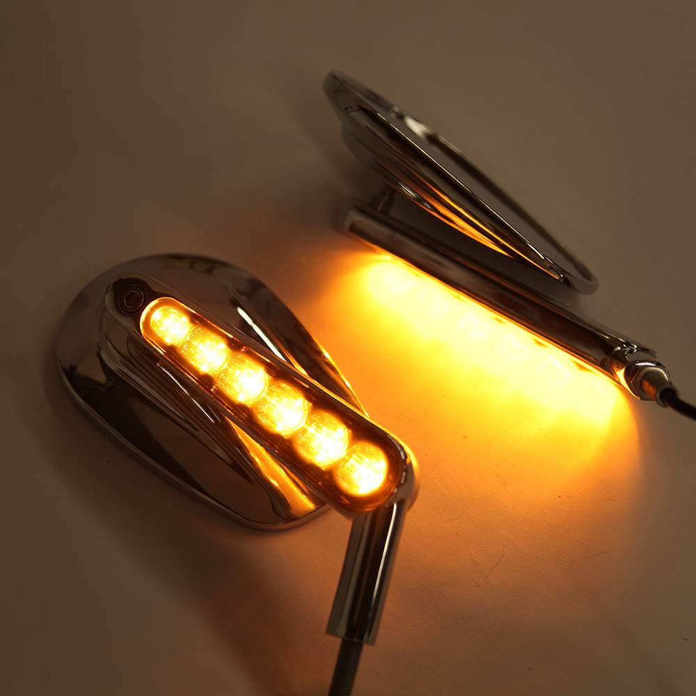 Chrome Muscle Rearview Side Mirrors LED Turn Signals For Harley VROD V ...