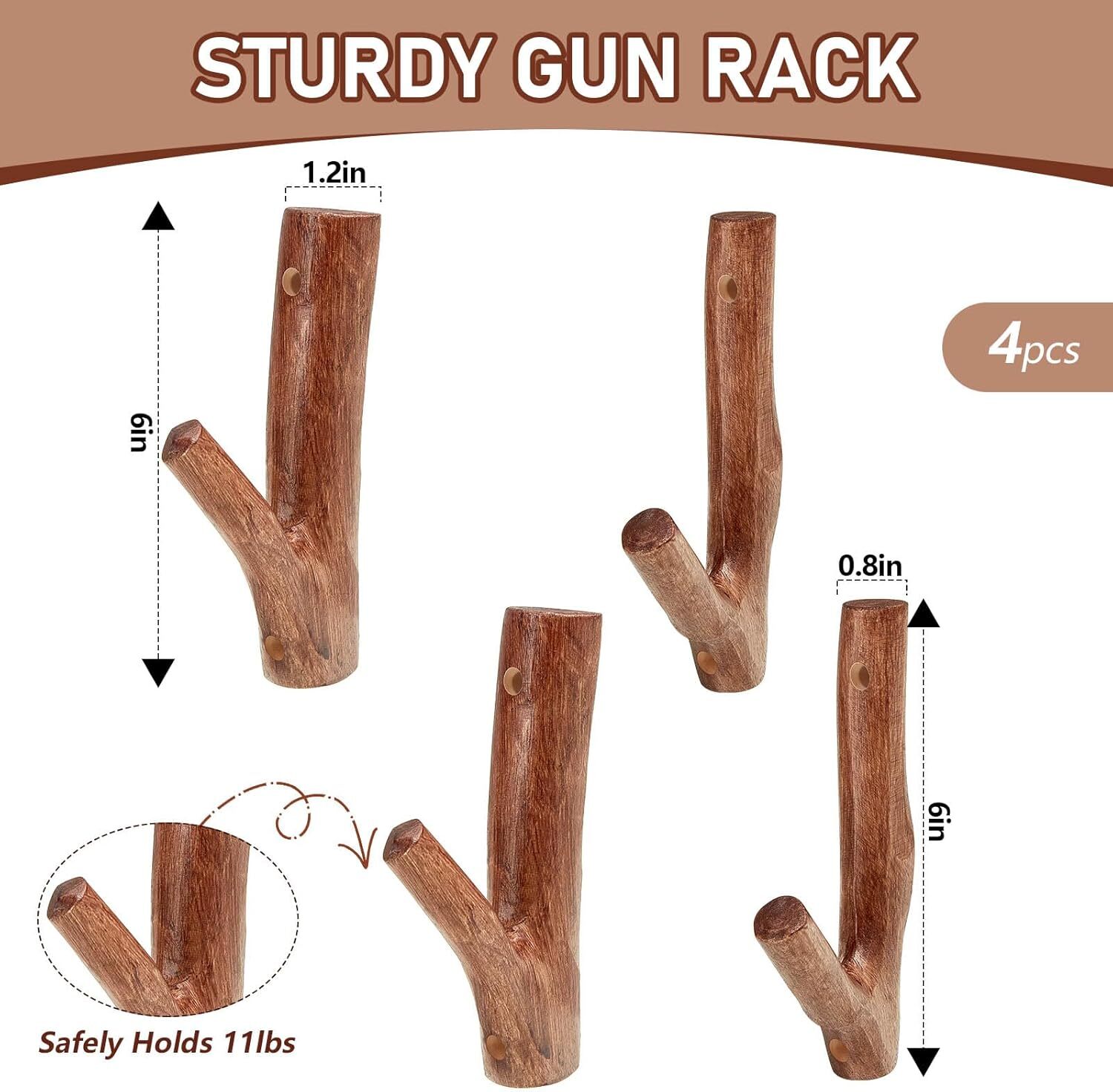 Rifle Gun Rack Wall Mount Wood Shotgun Hook Holder Single Gun Display ...