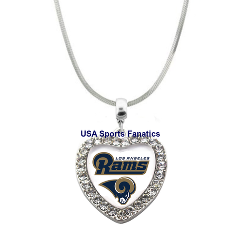 Los Angeles Rams 925 Necklace or Earrings or Set Team Heart With ...