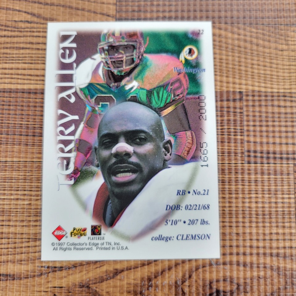 Terry Allen Washington Redskins Collectors Edge Card #22 MINT Condition ...
