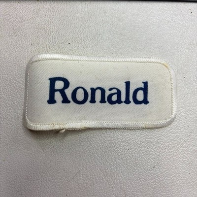 Vintage NOS White Border NAME RONALD Patch (Workwear Name Tag, Uniform ...