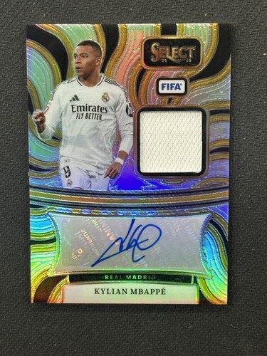 Kylian Mbappe 2024-25 Select Fifa UEFA Jersey Patch Auto Silver Madrid ...