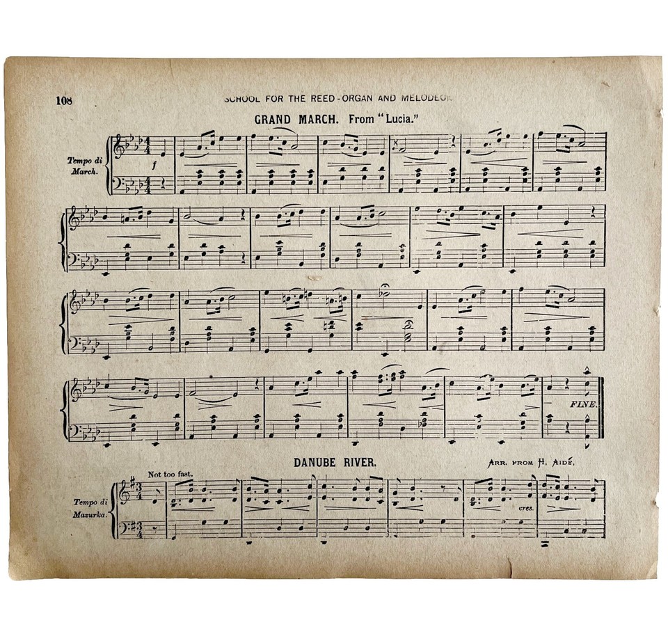1875 Grand March Lucia Victorian Sheet Music Reed Organ Classical ...