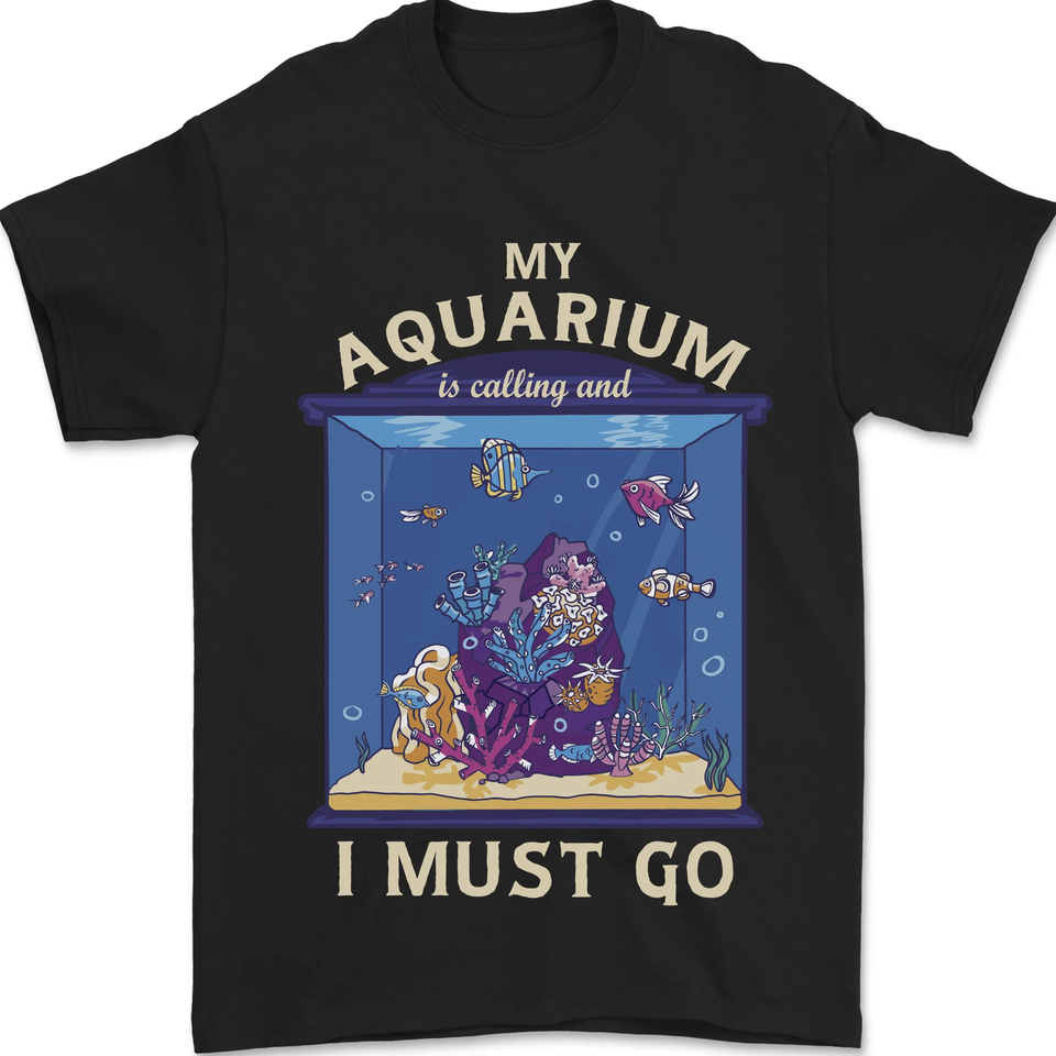 My Aquarium is Calling Tropical Fish Tank Mens T-Shirt 100% Cotton | eBay