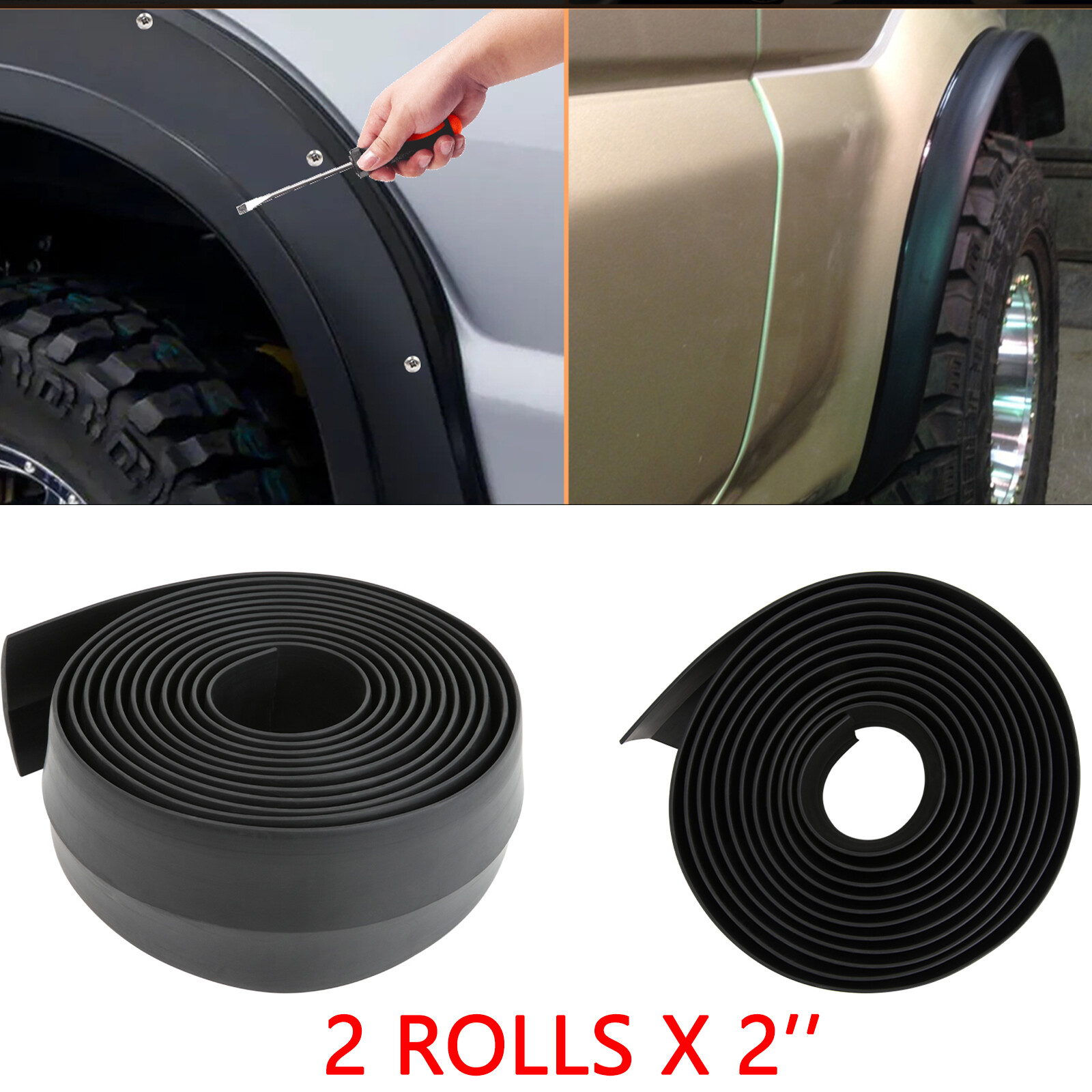 21ft 2" Widebody Universal Fender Flares Flexible Rubber For SUV Truck ...