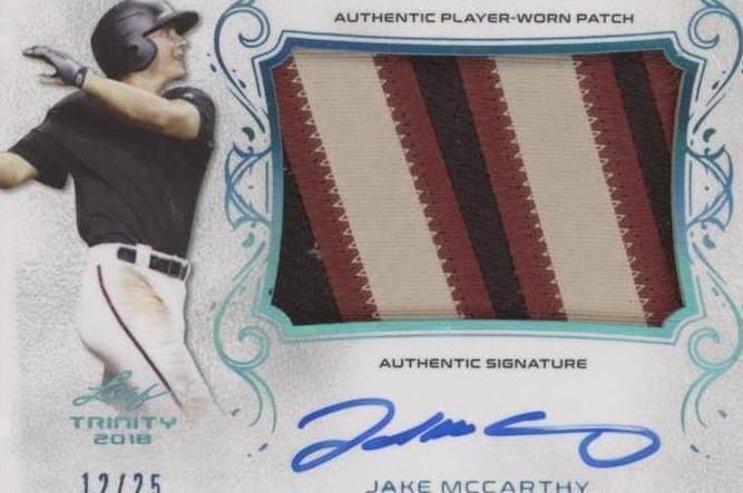 2018 Leaf Trinity - Patch Autographs Jake McCarthy #PA-JM1 Platinum /25 ...