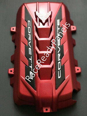 2020/24 CORVETTE C8 ENGINE COVER EDGE RED SILVER EMBLEM OEM NEW ! | eBay