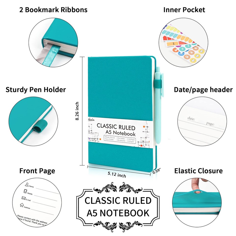 18 Pack Journal Notebook for Work, Business Notebook Bulk Hardcover ...