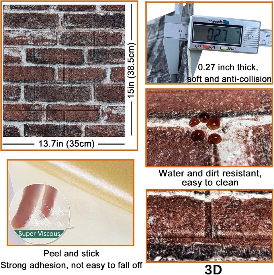 10PCS 3D Stone Effect Wall Panels - Faux Stone Paneling 3 Panels ...