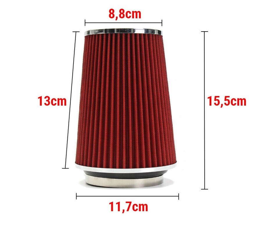 6" Universal Red Car Sport Cone Air Filter Mesh Cone Induction Kit High ...
