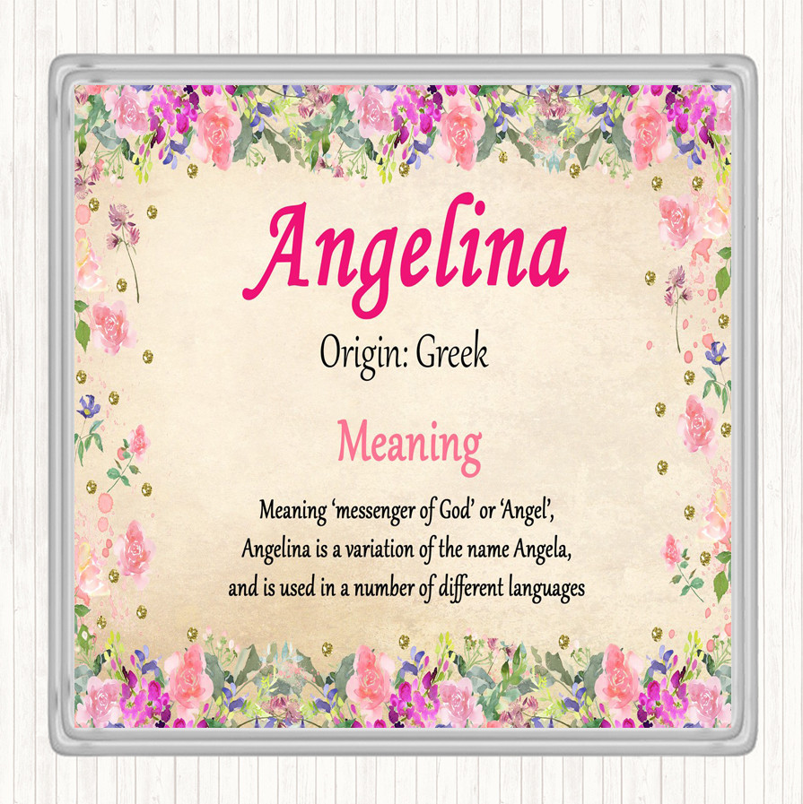 Angelina Name Meaning Drinks Mat Coaster Floral | eBay UK
