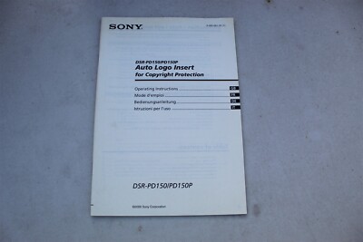 SONY DSR-PD150 / PD150P AUTO LOGO INSERT OPERATING INSTRUCTIONS | eBay