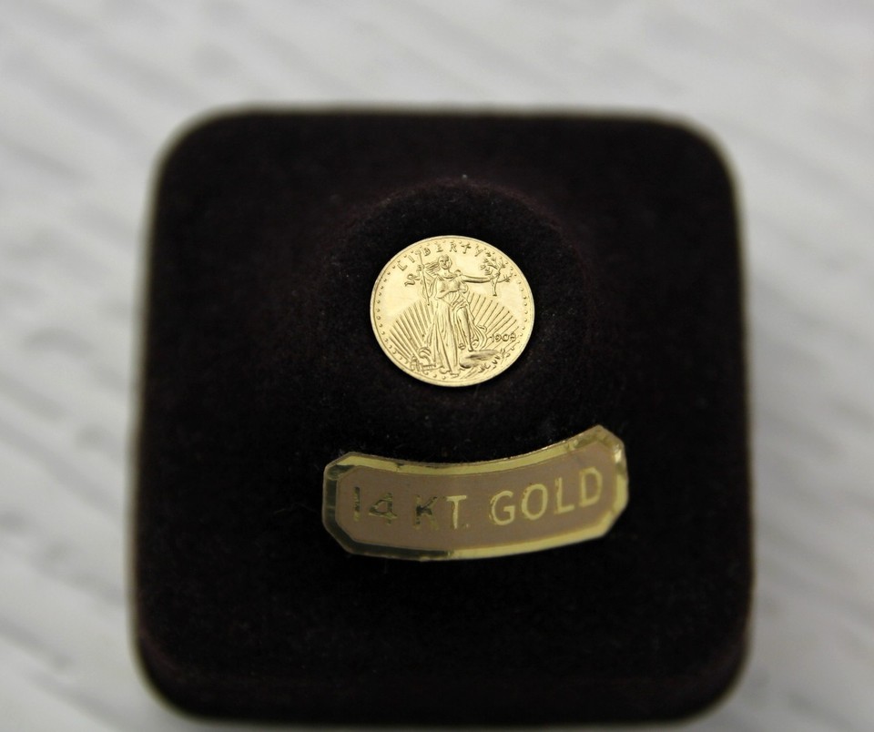 9mm Genuine 14k Solid Gold 1908 Saint Gauden's $20 Miniature Token ...