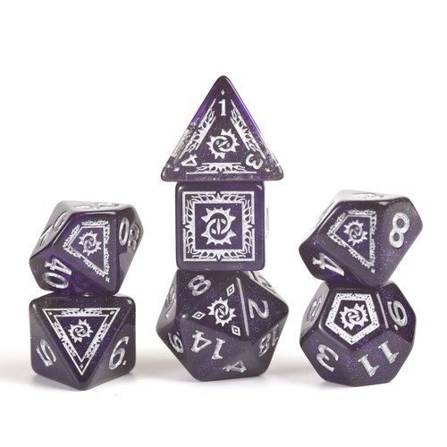 Polyhedral RPG Sets Purple and Pink D&D Adventure Dice - Warlock ...