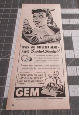 1943 GEM razors Blades, Shoulder Arms Military WII Era Print Ad | eBay