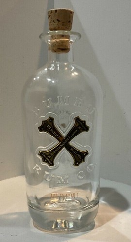 Bumbu Rum Glass Bottle 750 ml Empty 9" tall Gold X Embossed Cork ...