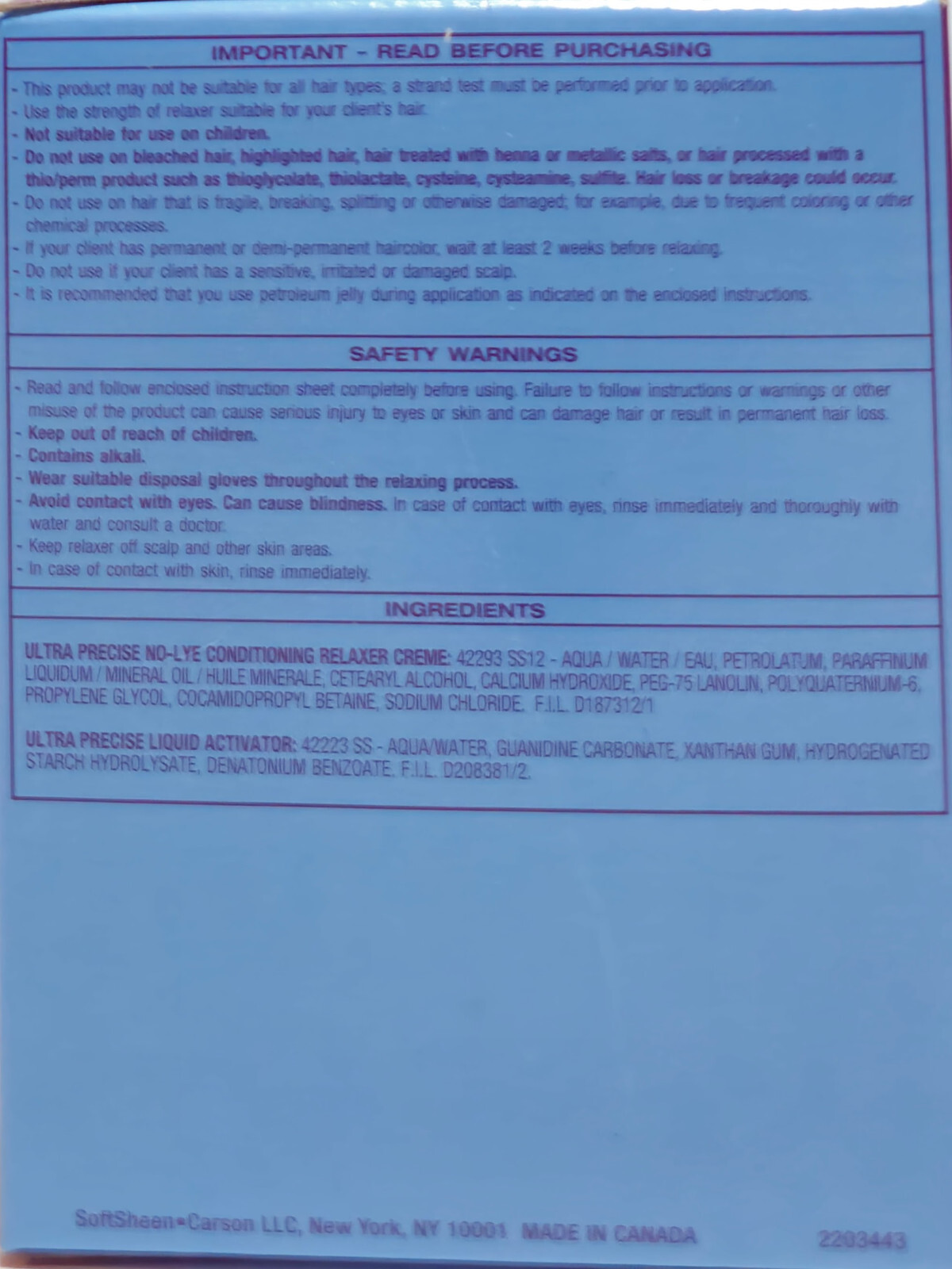 SoftSheen Carson - Ultra Precise No-Lye Conditioning Relaxer SUPER | eBay