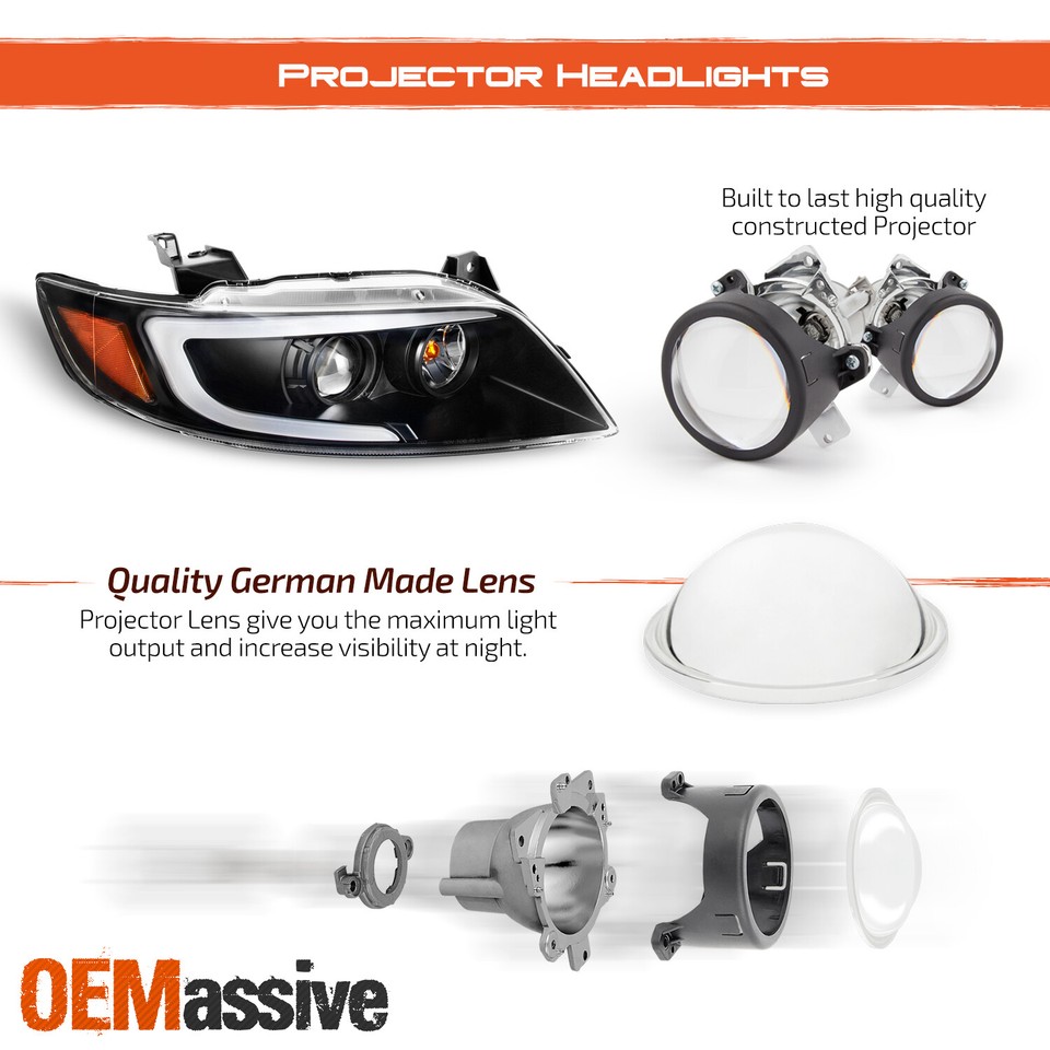 [SWITCHBACK Turn Signal]Fit 2003-08 FX35 FX45 Black DRL LED Projector ...