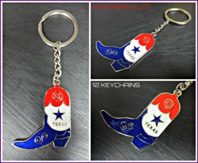 WHOLESALE LOT Texas Cowboy Boot KeyChain Key Ring Souvenir Gift 12 Key ...