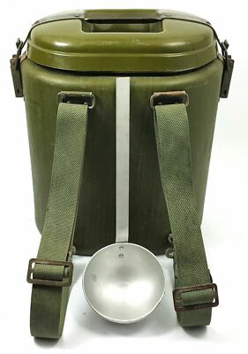 VINTAGE MILITARY THERMOS 12L. SPOON BACKPACK SOVIET POLISH ARMY CANTEEN ...