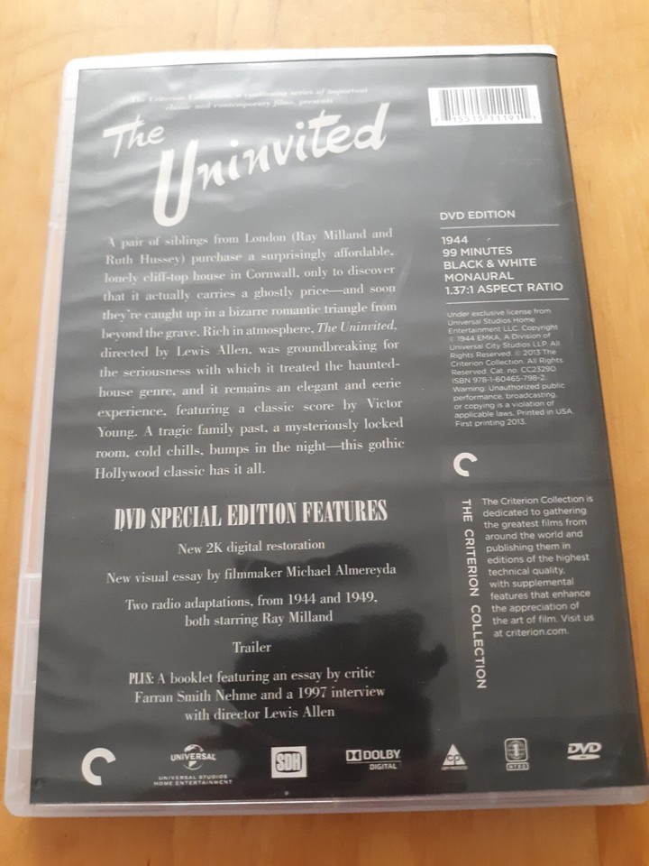 The Uninvited 1944 DVD Criterion Collection Halloween Ghost Story ...