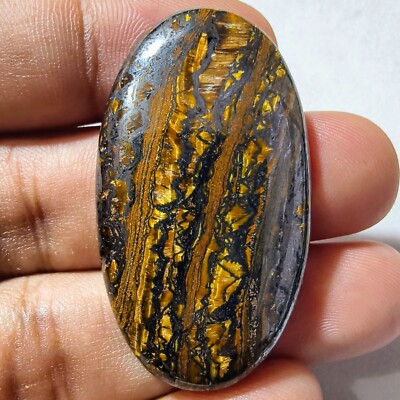 75 Cts Natural Iron Tiger Eye Cabochon Gemstone For Jewelry 43.5x24.6x6 ...