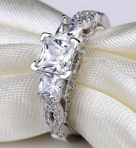 2.50Ct Simulated Diamond Wedding Engagement Bridal Ring Gold Plated ...