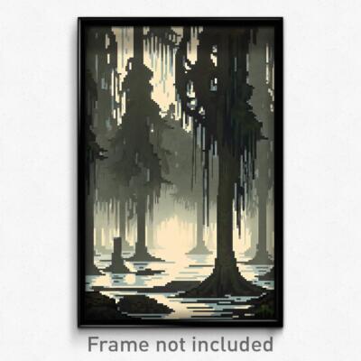 Pixel Art Poster - Dreary Swamp (8 Bit Psychedelic Trippy Video Game ...