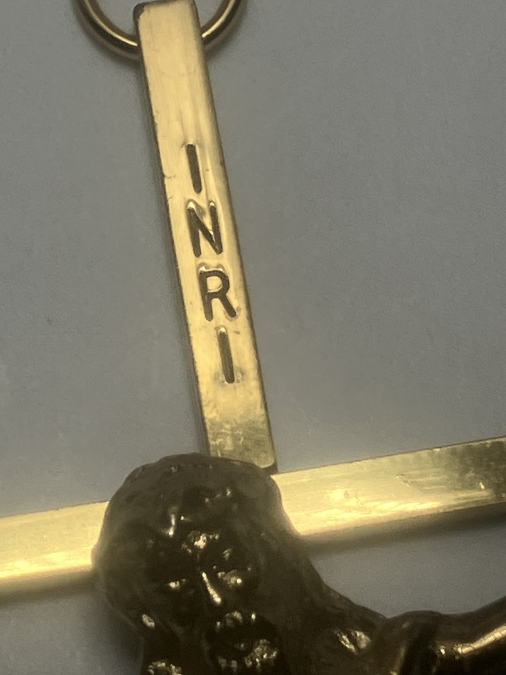 Vintage INRI 10" Brass Metal Gold Tone Jesus Crucifix Cross Wall ...