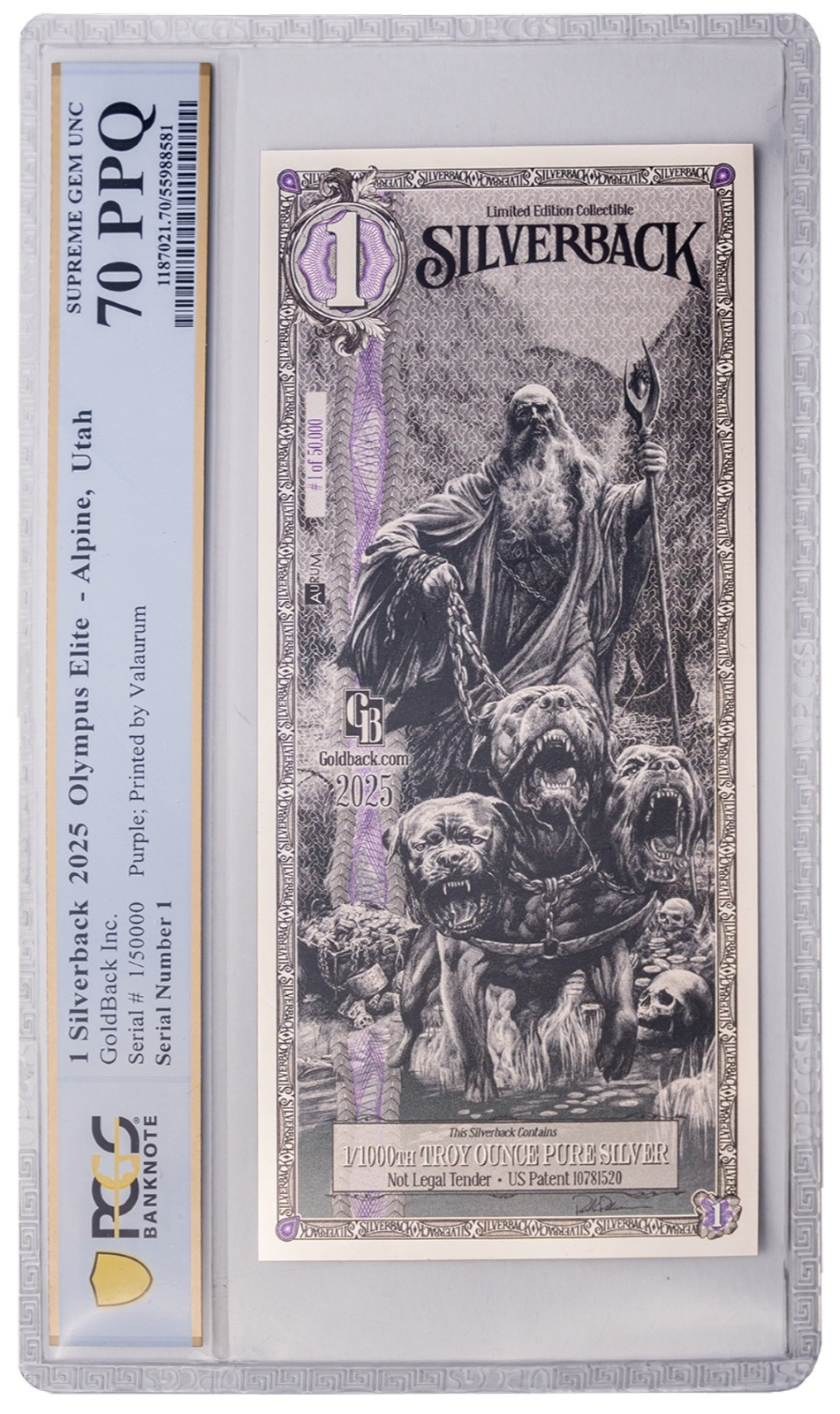2025 Olympus Hades Purple Silverback Note PCGS 70 | eBay