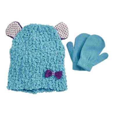 Infant & Toddler Girls Lumpy Blue Beanie Hat & Mittens Set | eBay