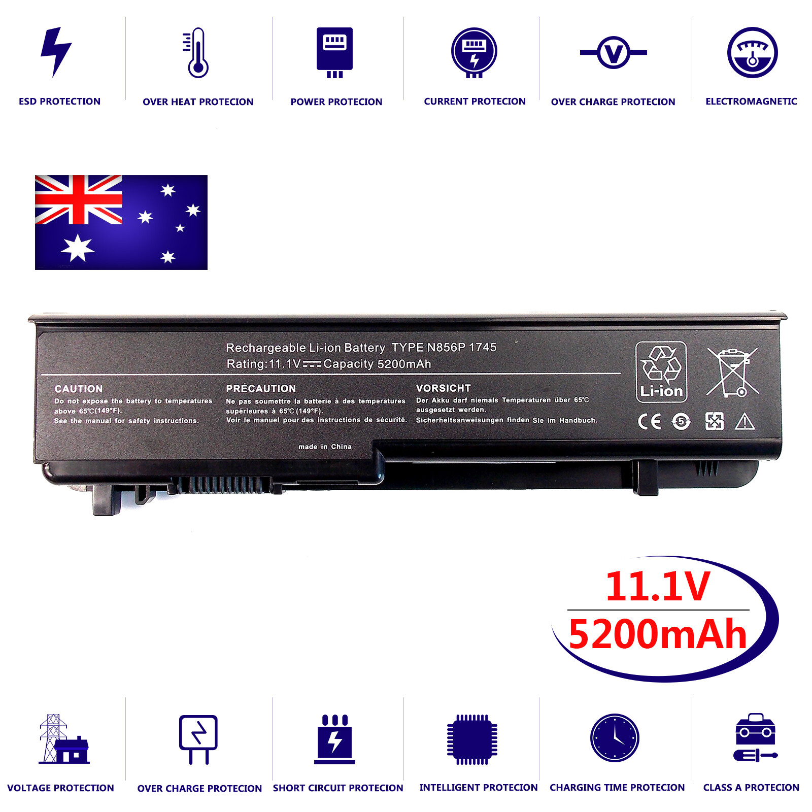 Battery for Dell Studio 17 1745 1747 1749 N855P U164P 1749 1749 1745 ...