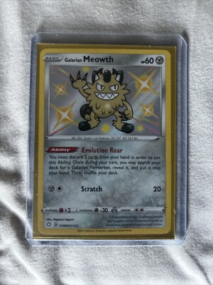 Pokémon TCG Galarian Meowth Shining Fates SV086/SV122 Holo Shiny Holo ...