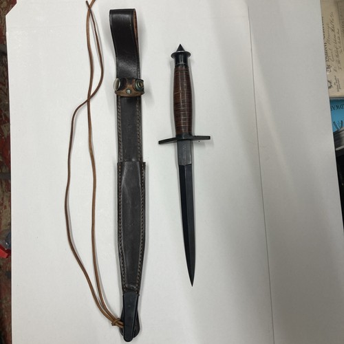 VINTAGE V42 STYLE SHEFFIELD MADE STILETTO KNIFE DAGGER & SCABBARD H.G ...