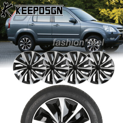 15'' Car Tire Hub Caps Wheel Rim Covers Set of 4 Silver Black for Honda ...