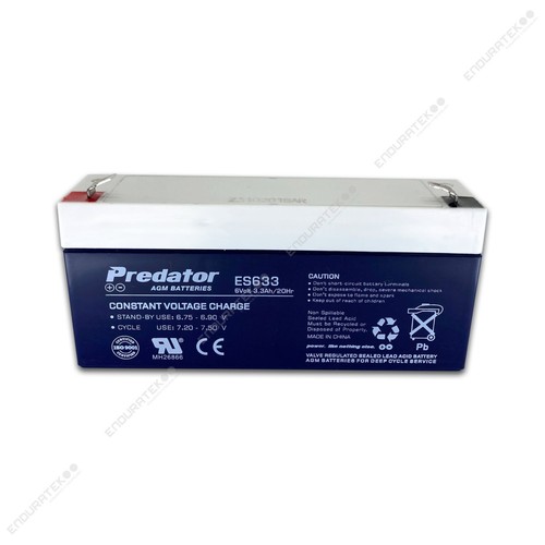 6V 3.3Ah Predator ES633 AGM General Purpose - SLA NP6-3.3 6SB3P GH633 ...