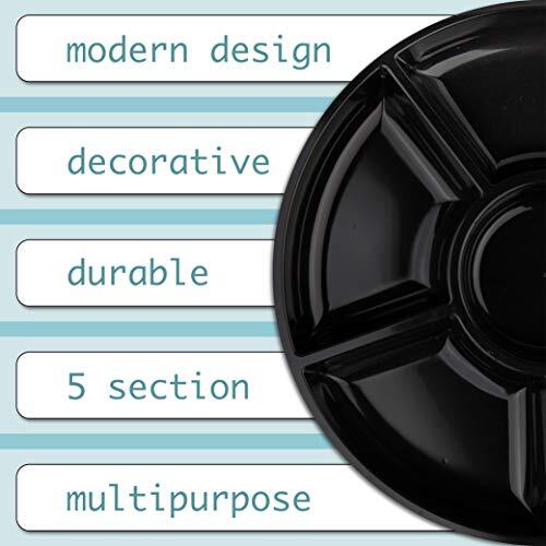 6 Sectional Round Plastic Serving Tray/platter 4 Black | eBay