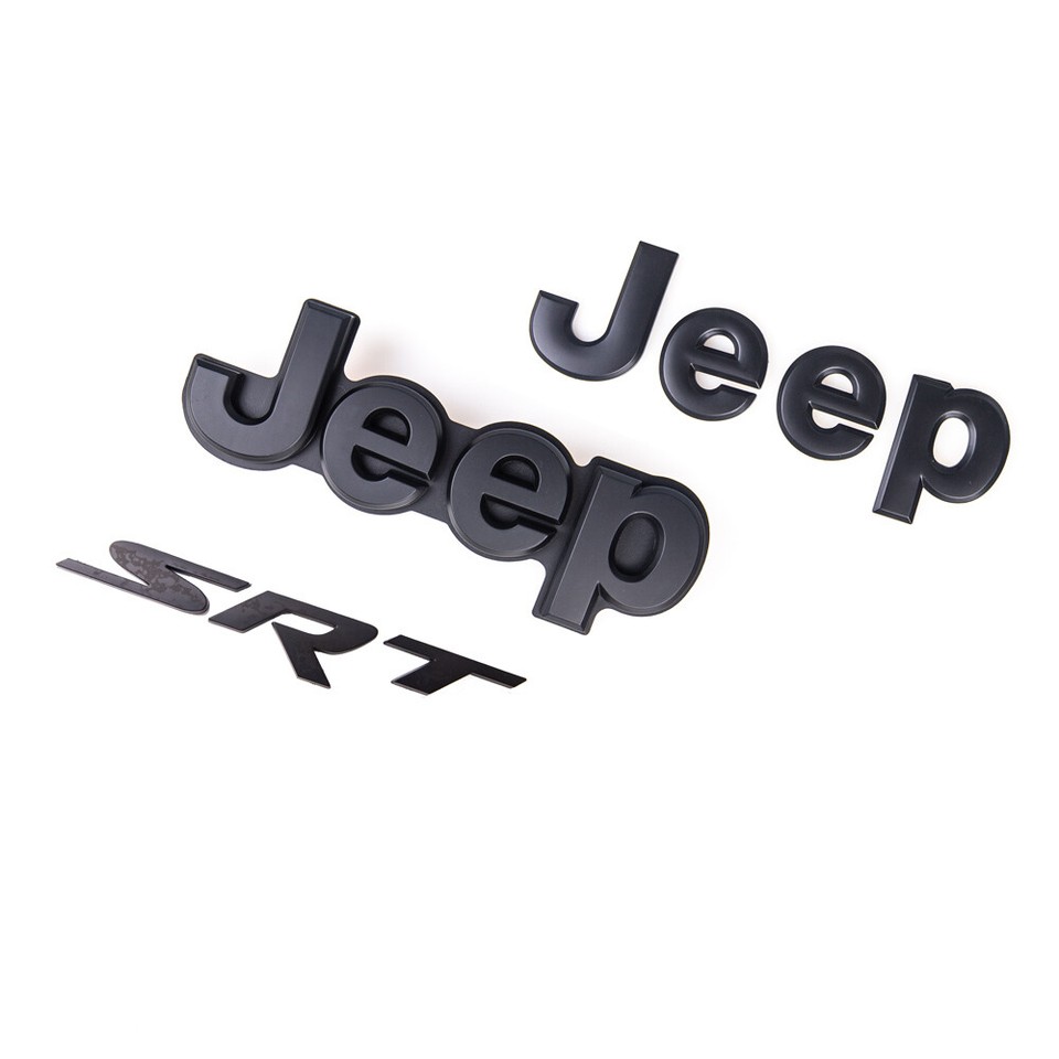 Jeep 14-20 Grand Cherokee FRONT & REAR SRT BLACK OUT JEEP EMBLEM BADGE ...