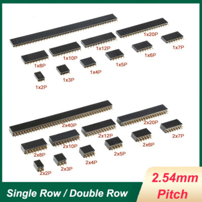 2.54mm Female Header Socket Row Strip 2Pin to 40Pin Connector Single ...