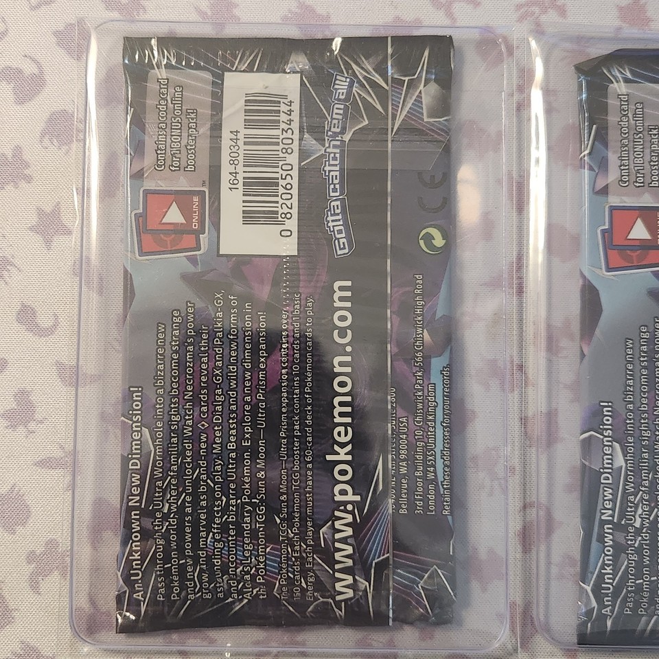 Lot 2 Ultra Prism Booster Pack 2018 Pokemon Sun & Moon In Case Sleeved ...