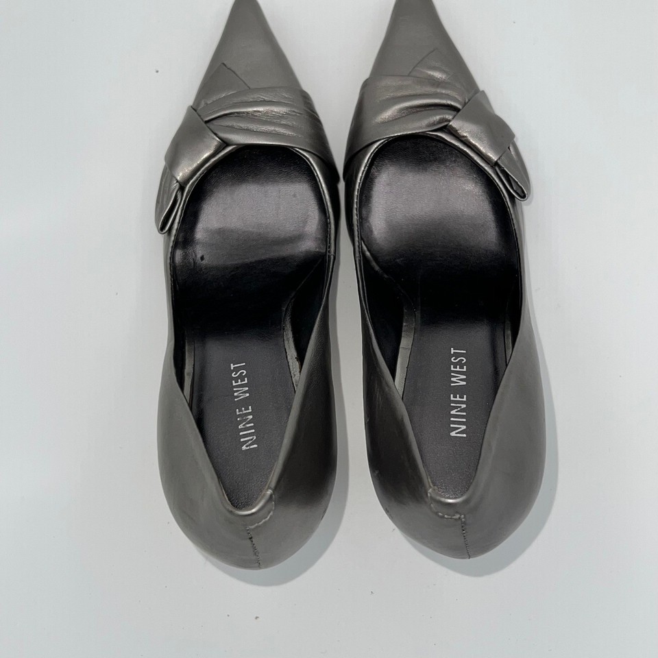 Nine West Booboo Pewter High Heel Pumps Size 6M Pointed Toe Party Dress ...